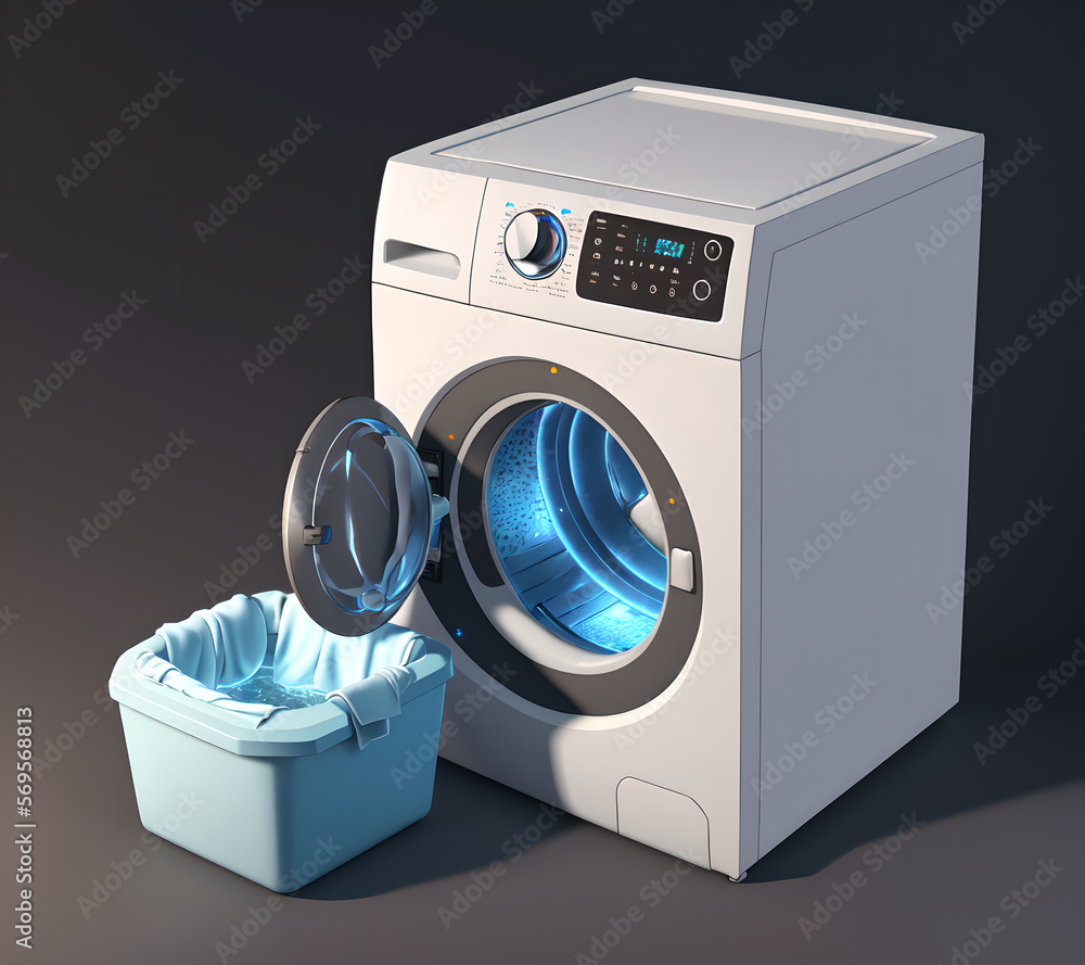 Small cute washing machine toy, 3D reference model. AI generated model ...