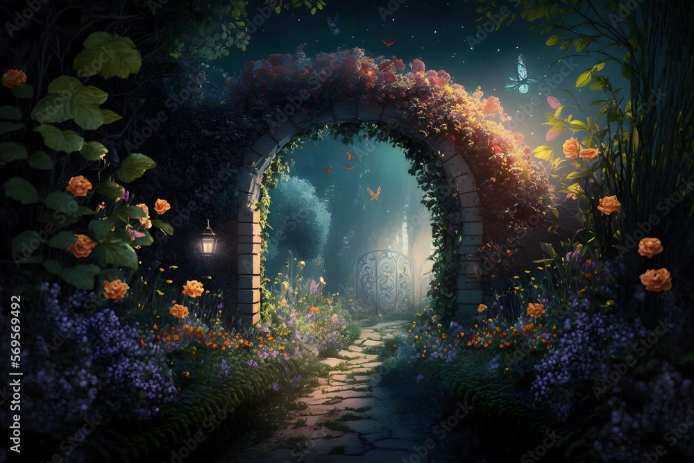 magical garden created using Generative AI Technology Stock ...
