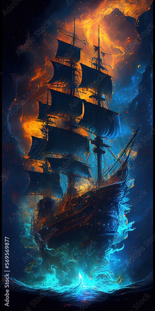 Pirate ship trapped in a cosmic maelstrom nebula . AI generated art ...