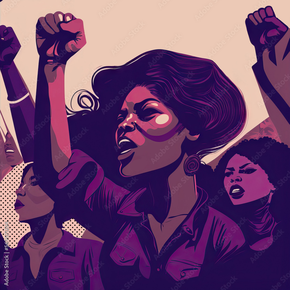Black women on strike with clenched fists Stock Illustration | Adobe Stock