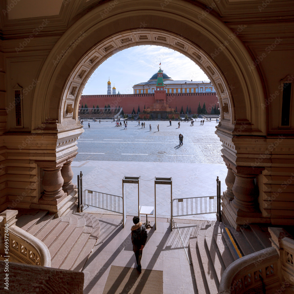 Moscow, Russia - May 2022: View of the Red Square and Lenin's mausoleum ...