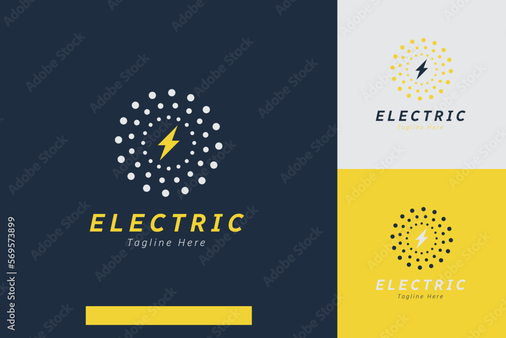 Set of lightning thunder electric energy logo vector design templates ...