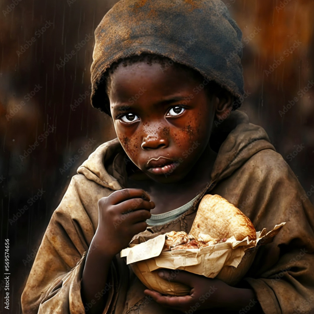 Child starvation and malnutrition in Africa Illustration, Poor African ...