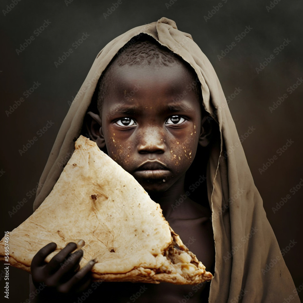 Child starvation and malnutrition in Africa Illustration, Poor African ...