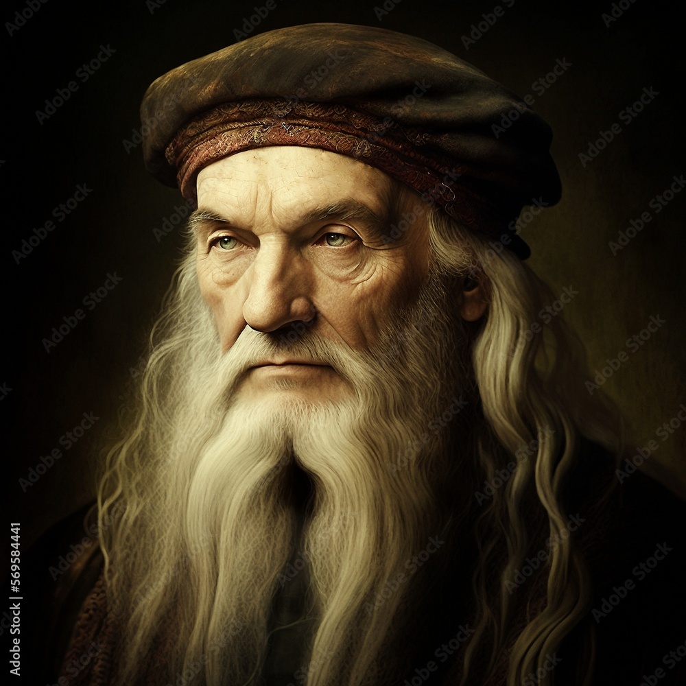 Leonardo da Vinci portrait as Renaissance creative iconic artist ...