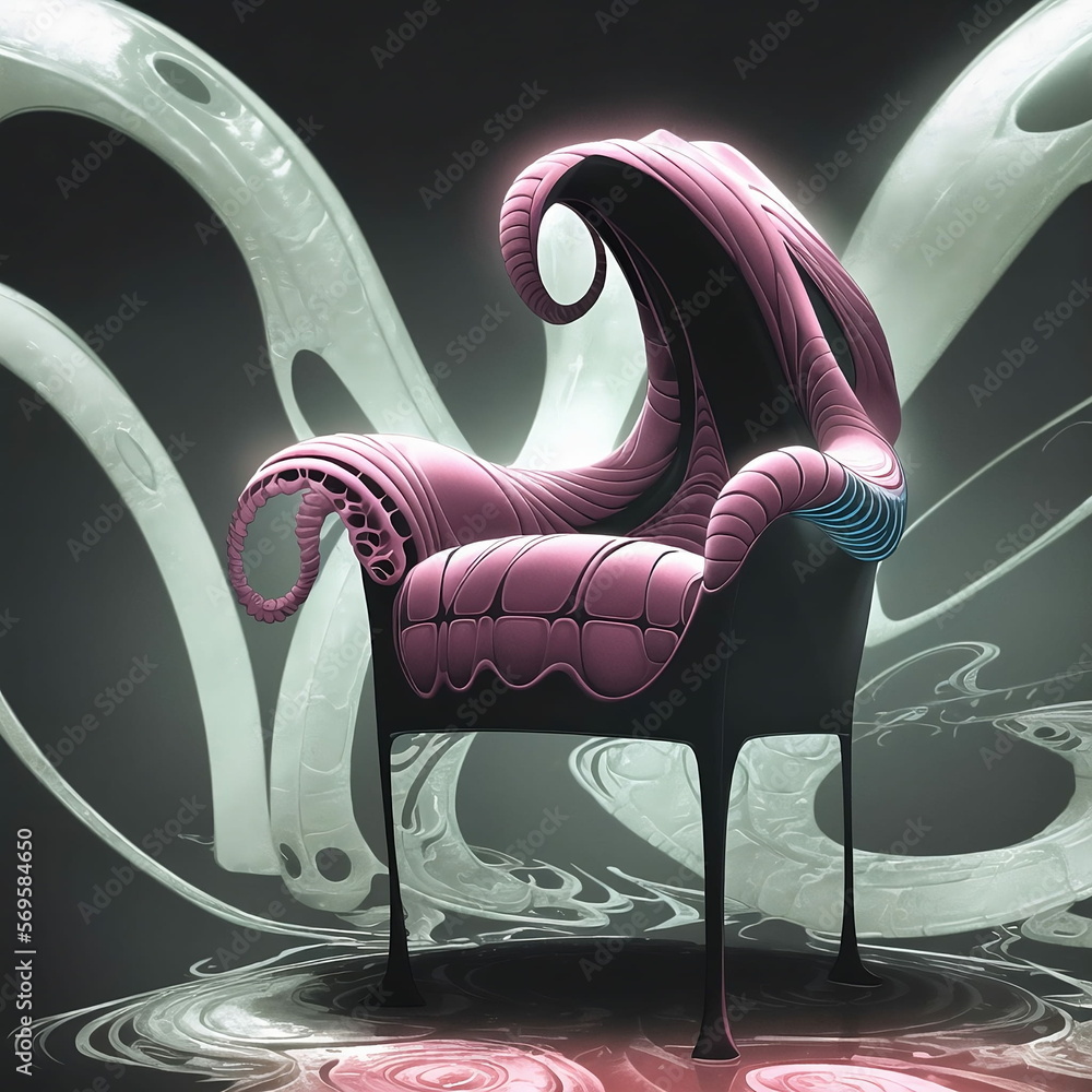 A chair, an unusual object, designed and built by an alien mind, a mass ...