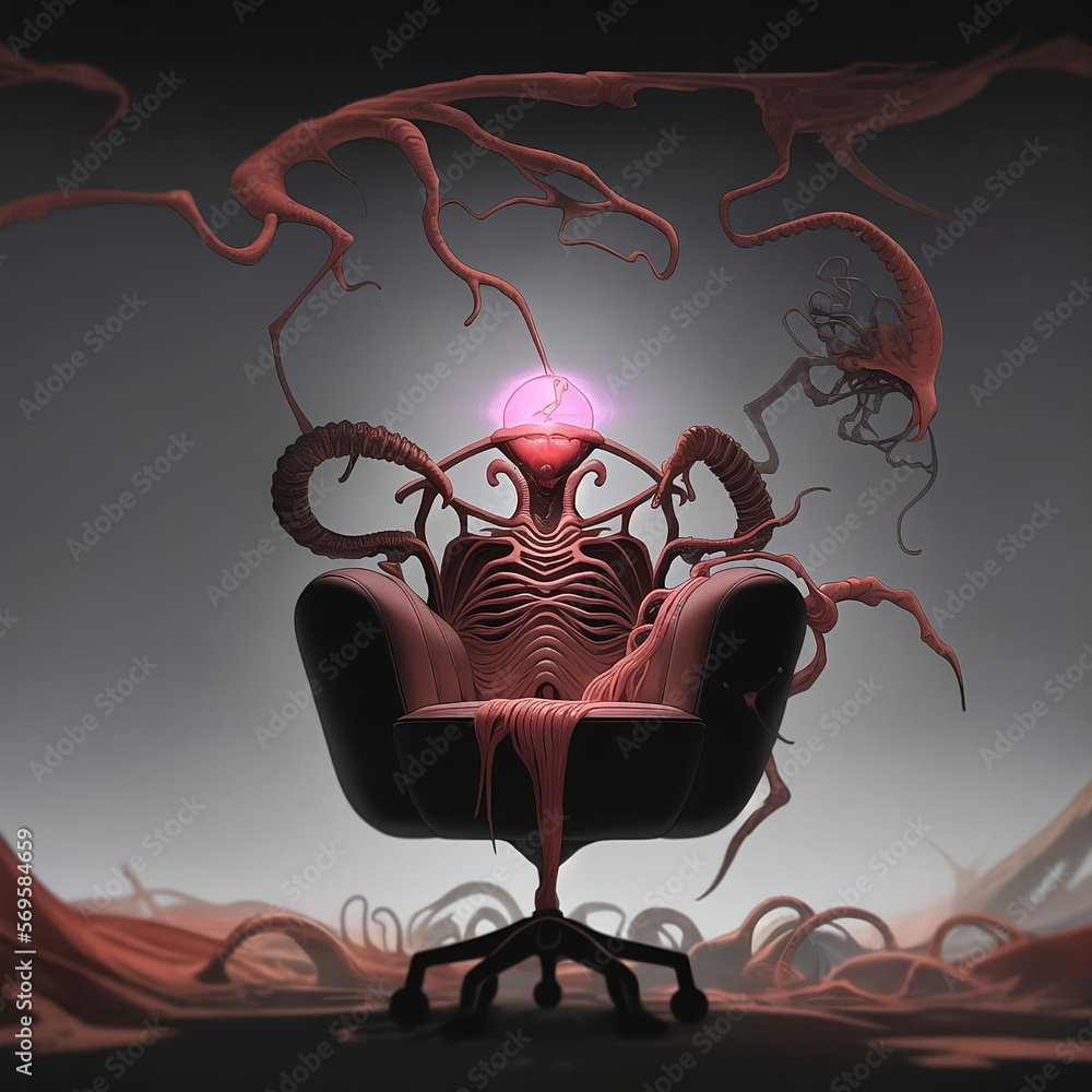 A chair, an unusual object, designed and built by an alien mind, a mass ...
