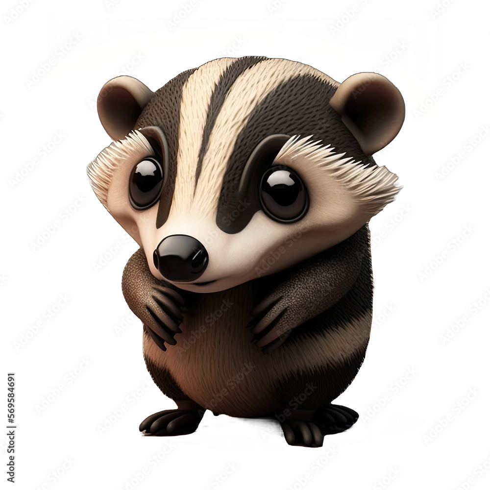 Cute badger cartoon character created using generative AI tools Stock ...