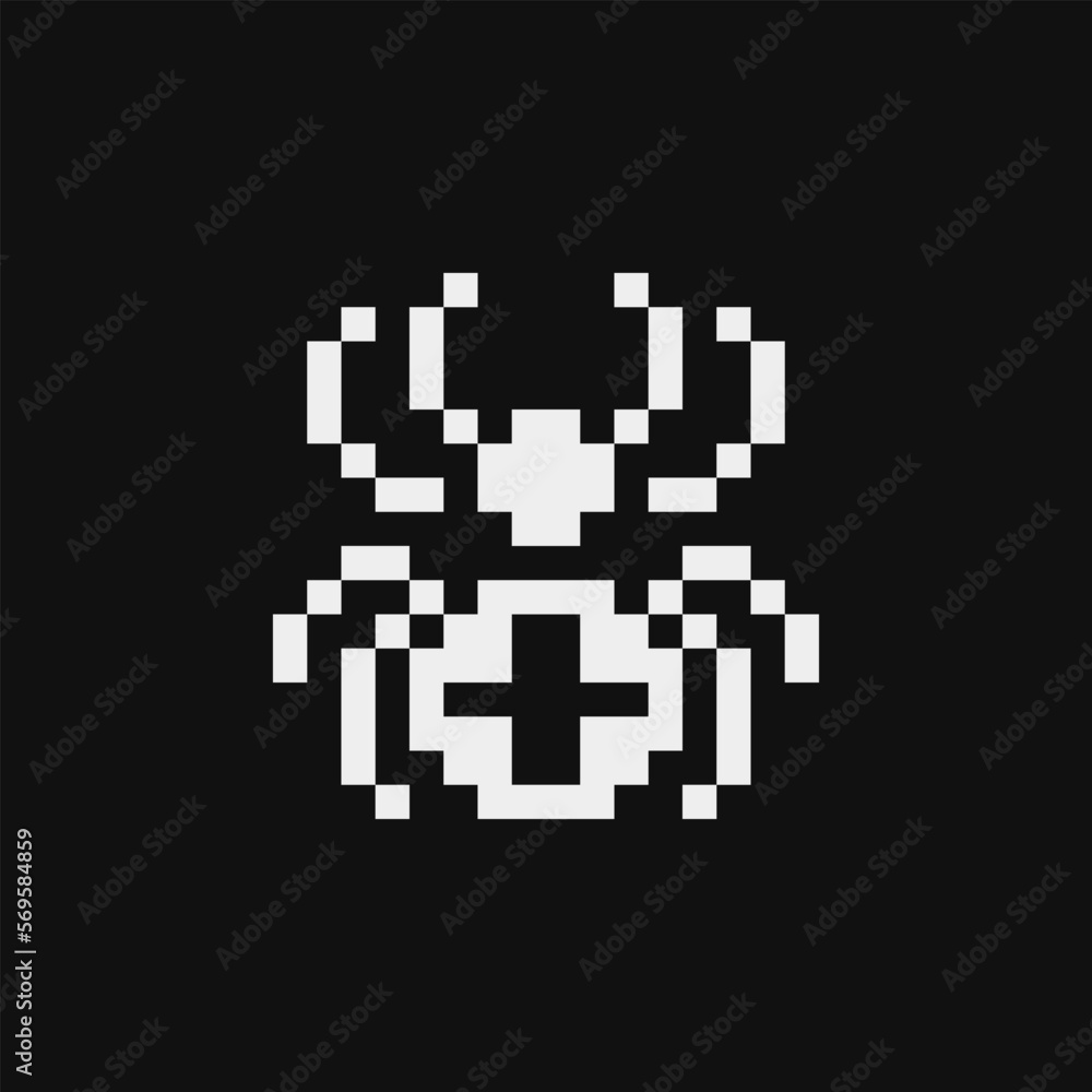 Spider emoji icon. Dangerous Poison, Virus technology. Pixel art style ...