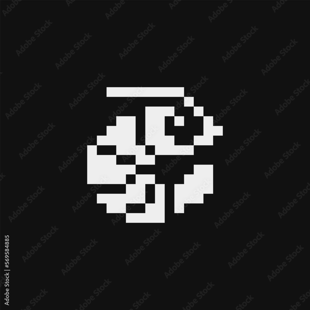 Shrimp sea emoji animal pixel art icon, mosaic design, isolated vector ...