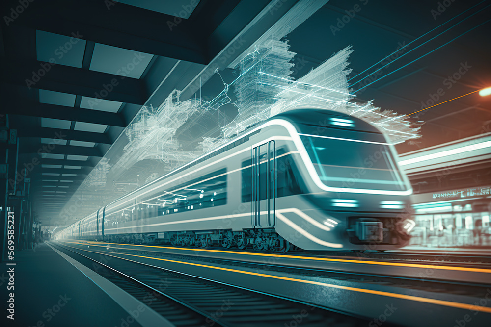 Modern high speed train traveling to the technological and innovative ...