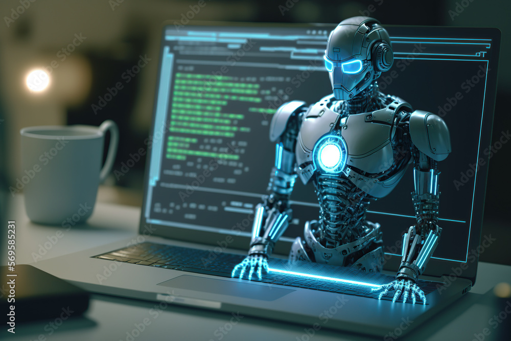 AI artificial intelligence robot metaverse cyberspace digital world ...