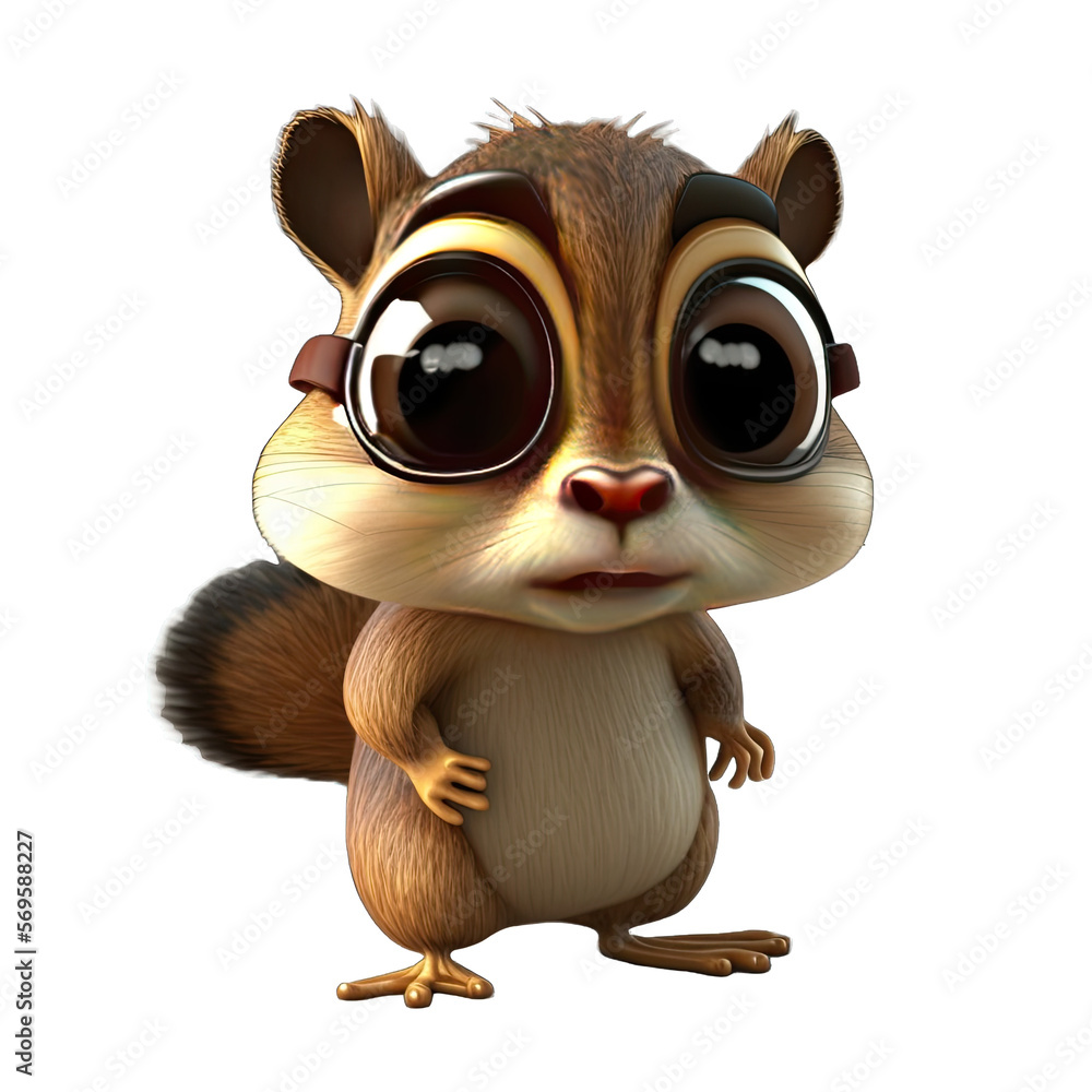 Cute chipmunk cartoon character created using generative AI tools Stock ...