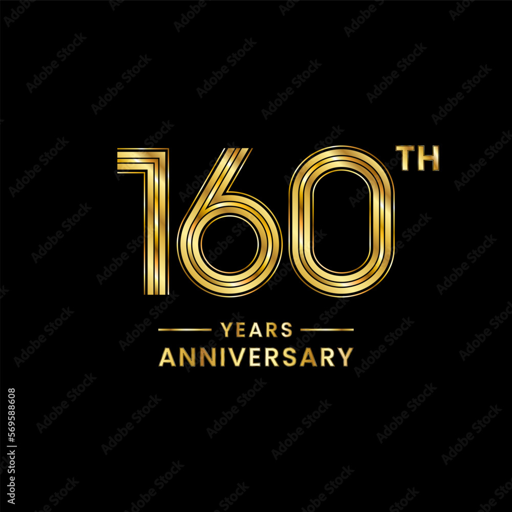160 years anniversary logo design with golden numbers and text for ...