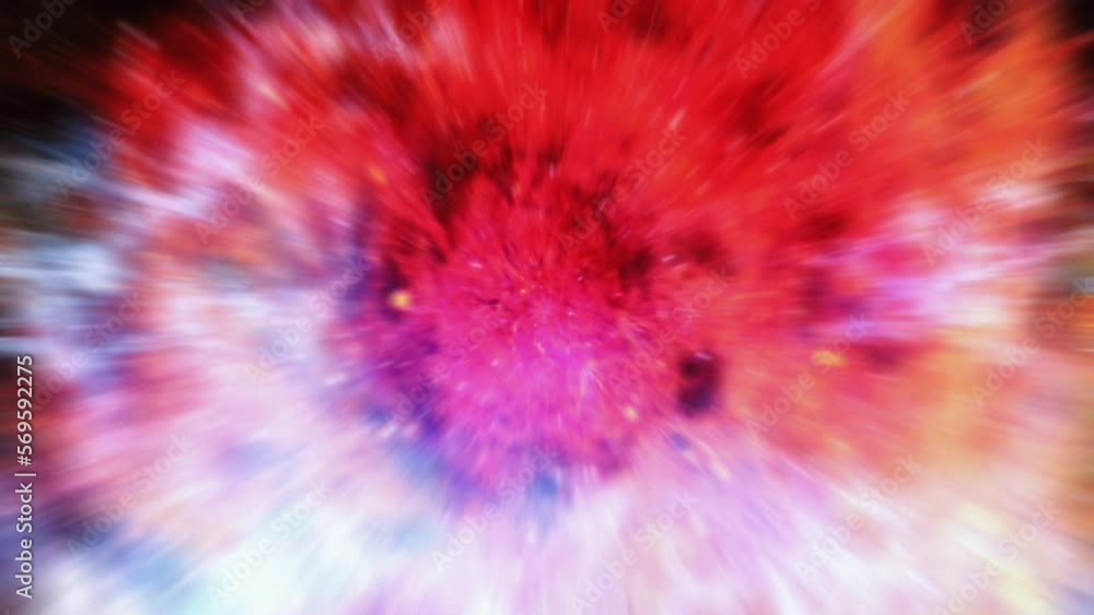 Loop pink nebula cloud hyperspace travel speed space flight through ...