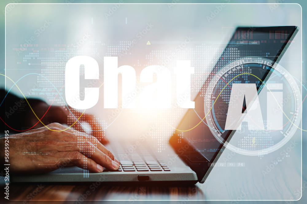 ChatGPT concept, People using computer Side view typing on laptop ...