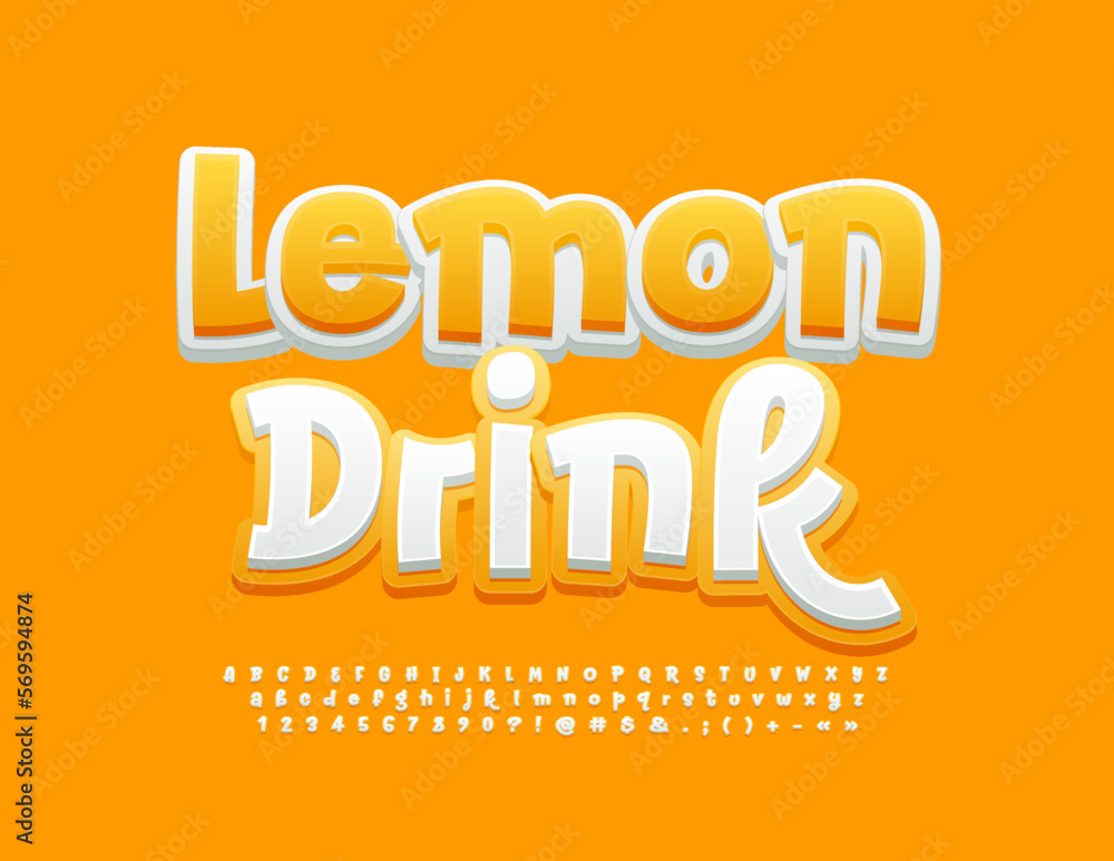 Vector artistic Emblem Lemon Drink. Modern handwritten Font. Creative ...