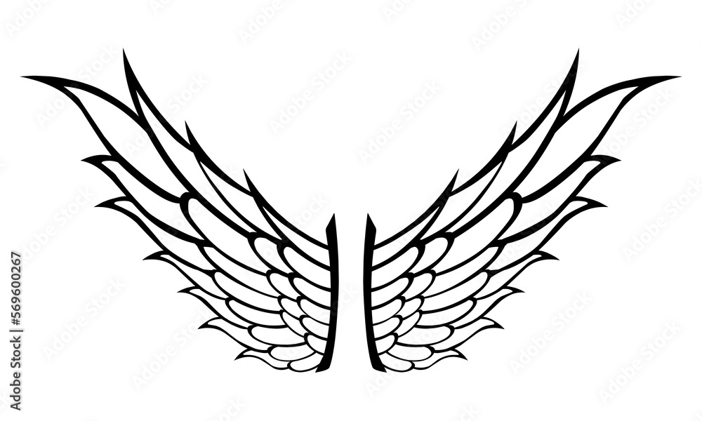 Vector angel wings line art design isolated Stock Vector | Adobe Stock