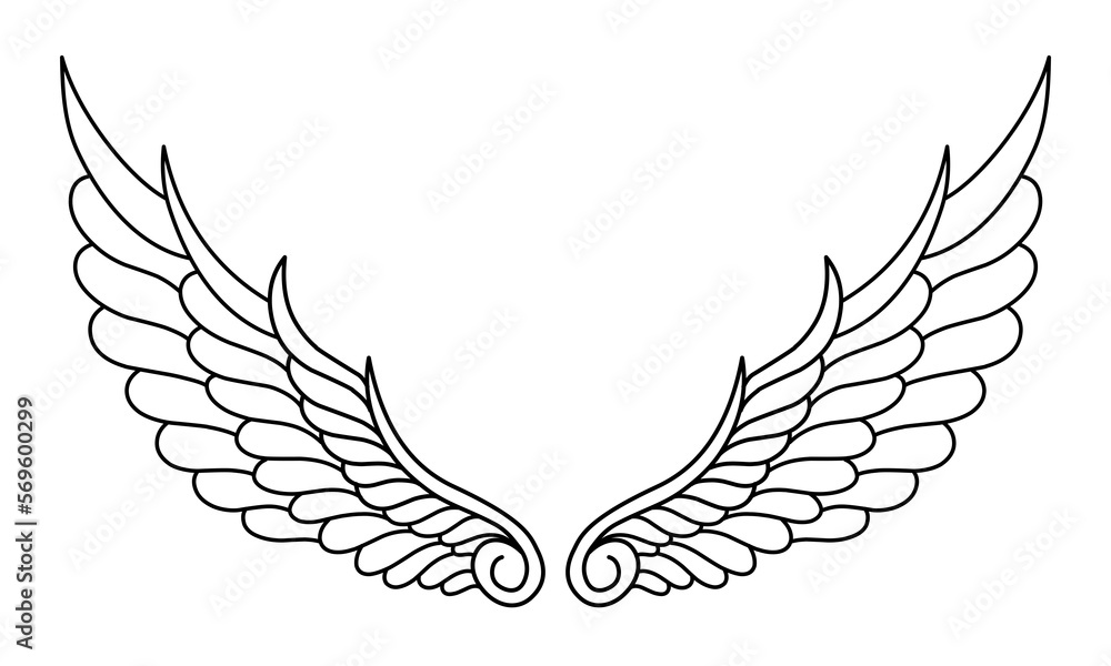 Vector angel wings line art design isolated Stock Vector | Adobe Stock