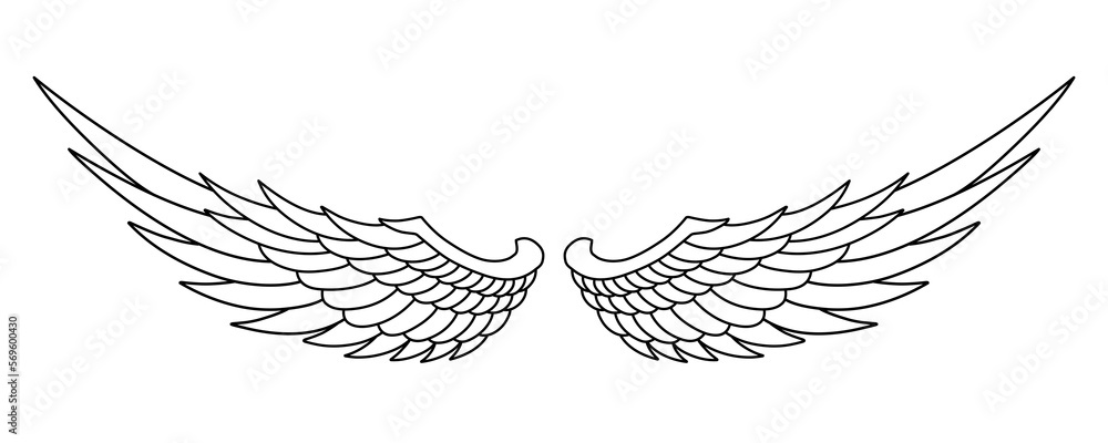 Vector angel wings line art design isolated Stock Vector | Adobe Stock