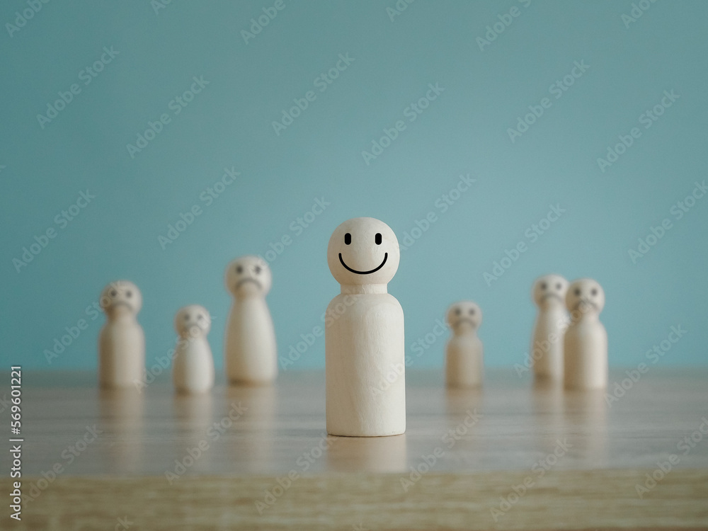 People who think differently are happy too. Smiling face. The front ...