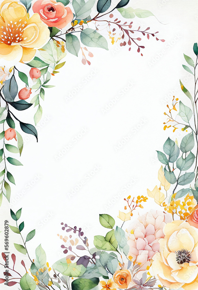 Floristic template invitation. Empty, blank space for description ...