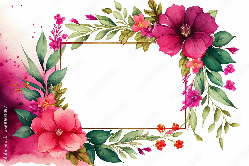 Floristic template invitation. Empty, blank space for description ...
