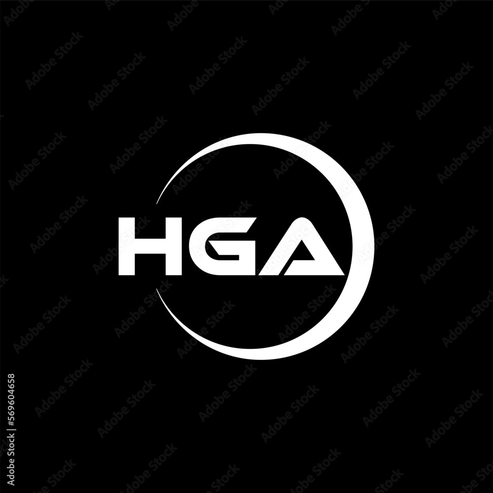 HGA letter logo design with black background in illustrator, cube logo ...