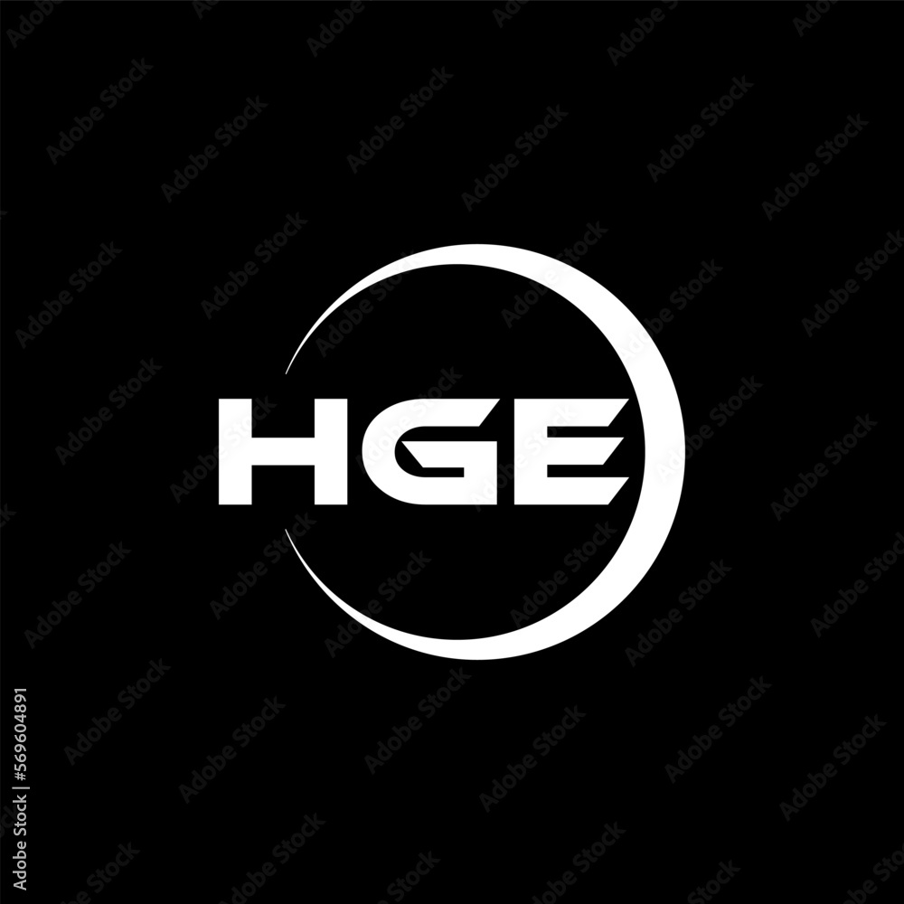 HGE letter logo design with black background in illustrator, cube logo ...