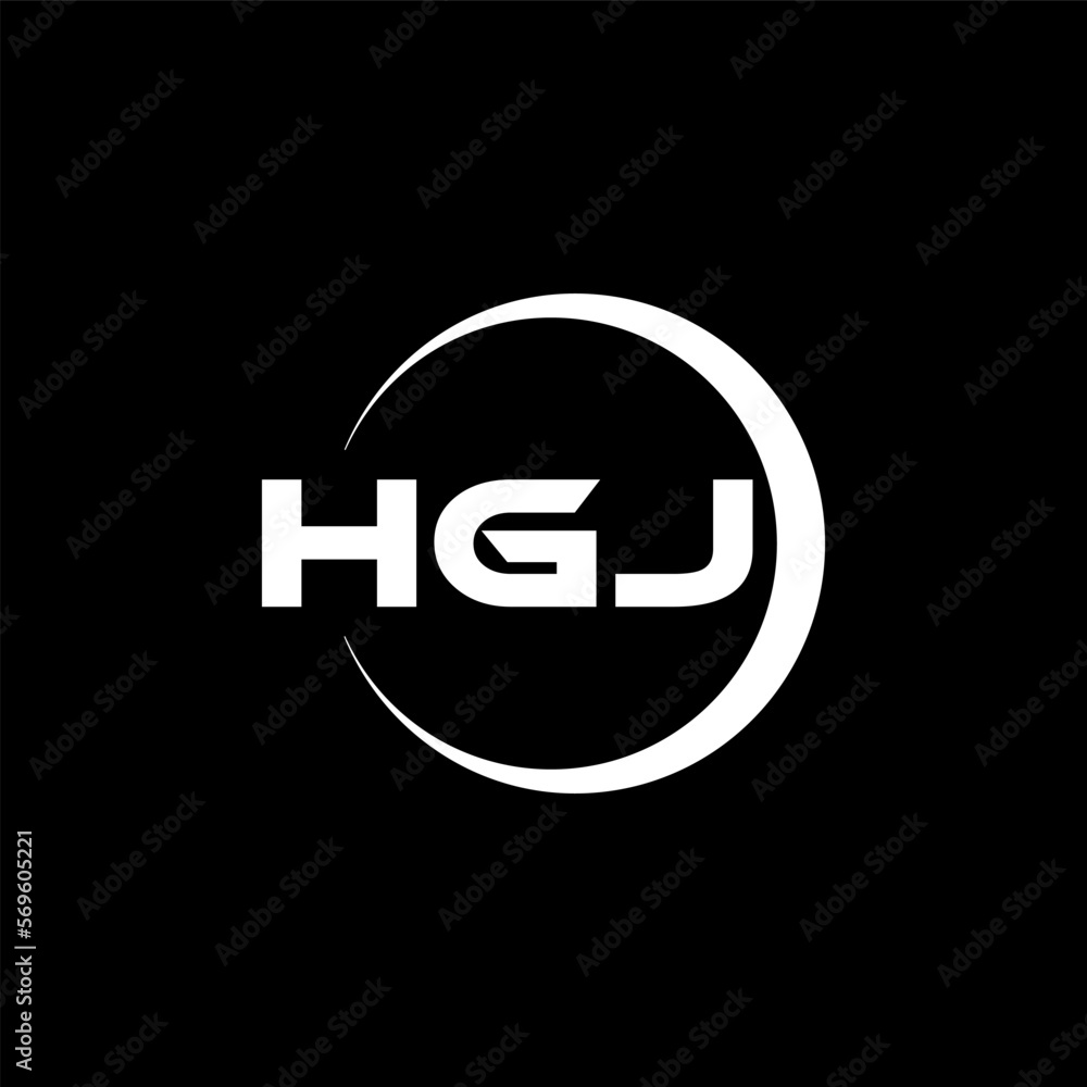 HGJ letter logo design with black background in illustrator, cube logo ...
