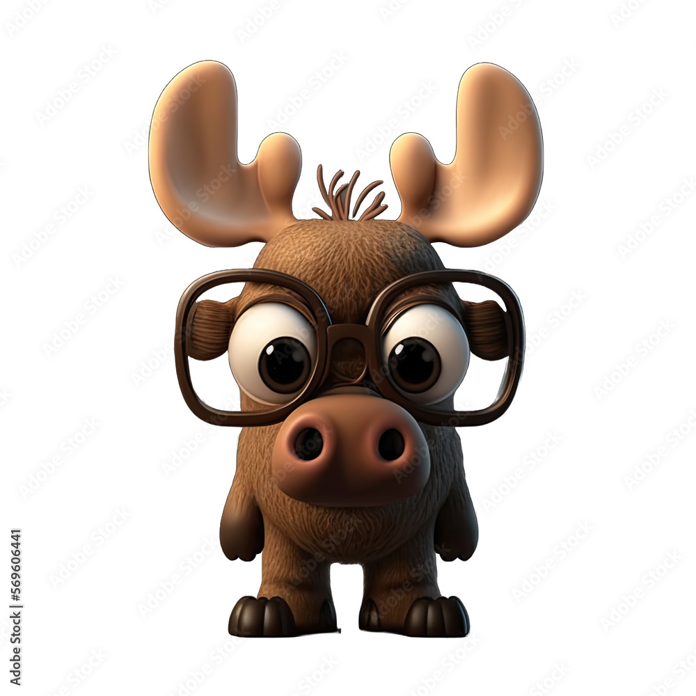 Cute moose cartoon character created using generative AI tools Stock ...