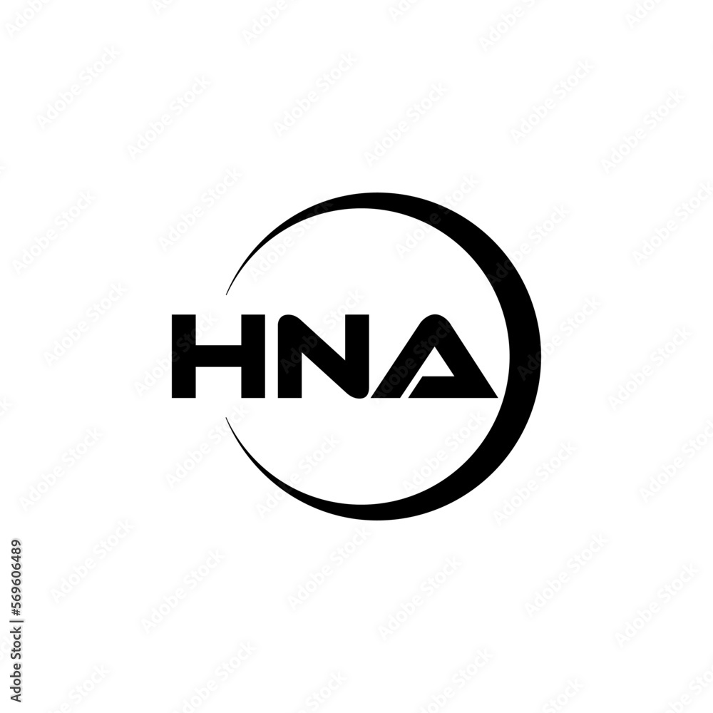 HNA letter logo design with white background in illustrator, cube logo ...