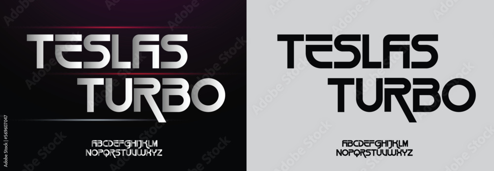 Teslas Turbo, Game Sport Movie Alphabet Font. Typography modern regular ...