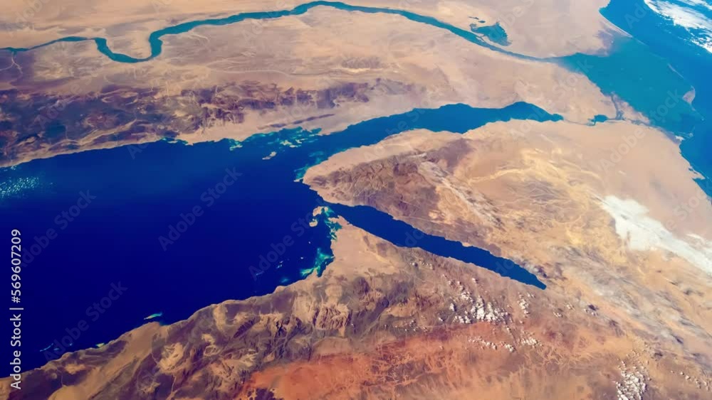 Satellite view of Nile River Delta, Red Sea and The Mediterranean Sea ...