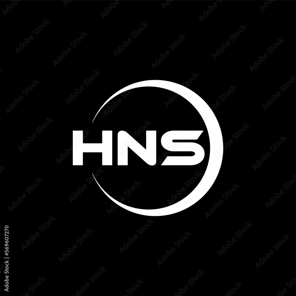 HNS letter logo design with black background in illustrator, cube logo ...