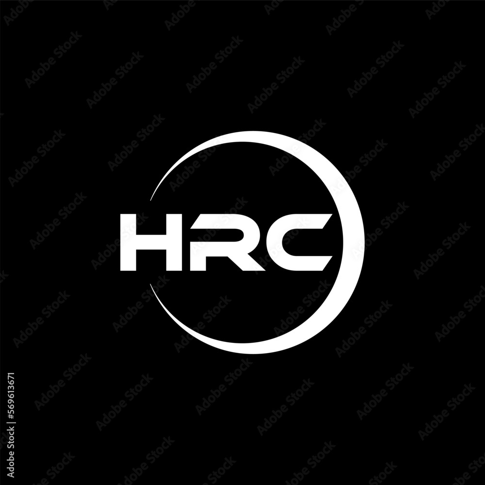 HRC letter logo design with black background in illustrator, cube logo ...