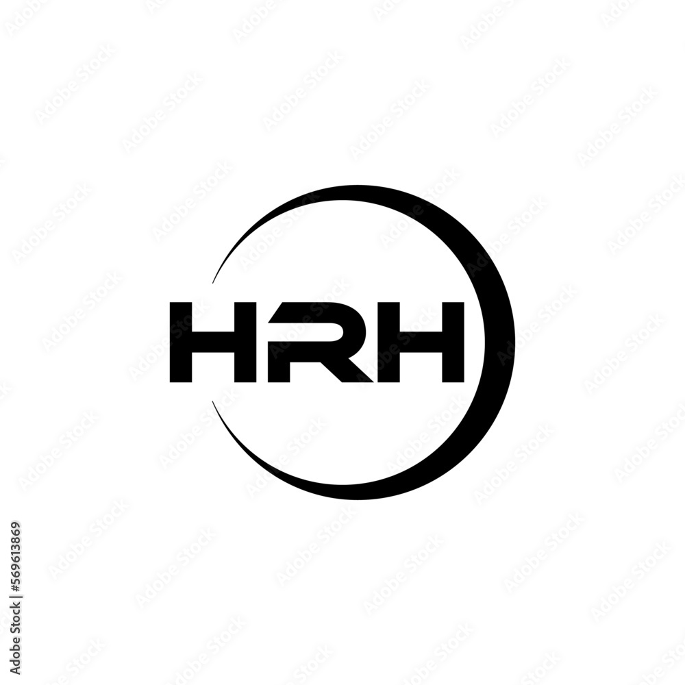 HRH letter logo design with white background in illustrator, cube logo ...