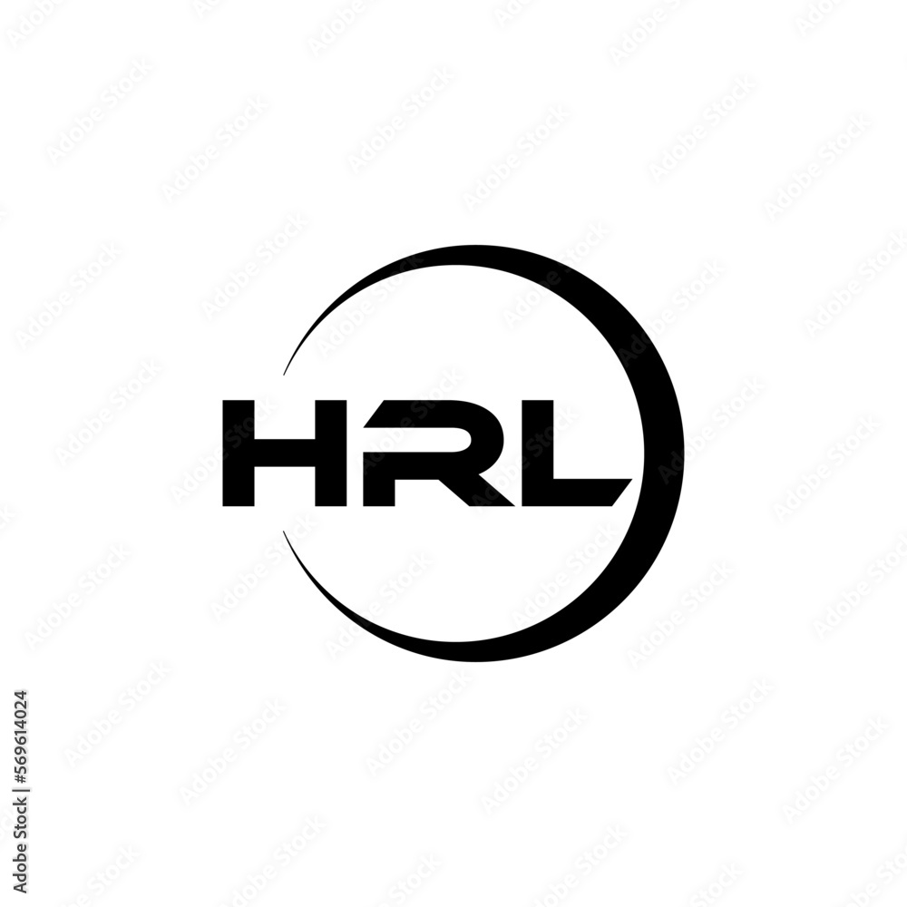 HRL letter logo design with white background in illustrator, cube logo ...