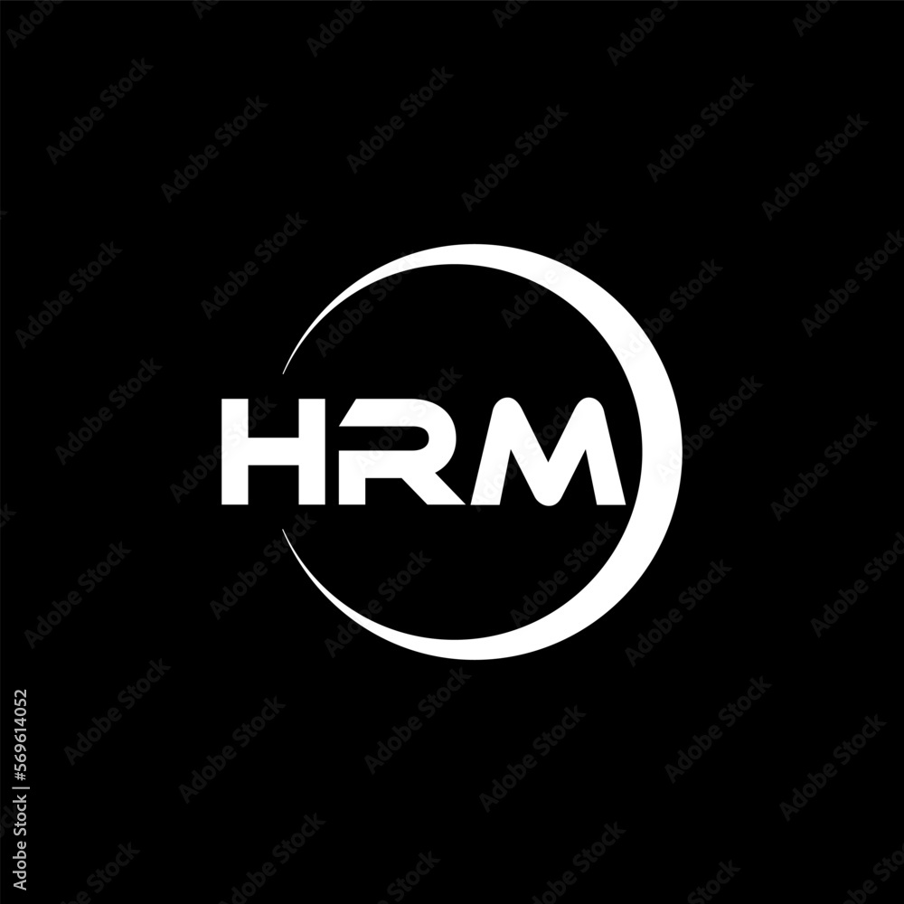 HRM letter logo design with black background in illustrator, cube logo ...