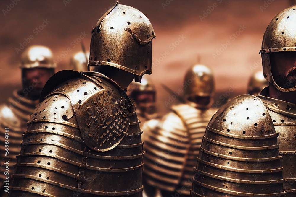 Byzantine soldiers fighting in war in full armour in Eastern Roman ...