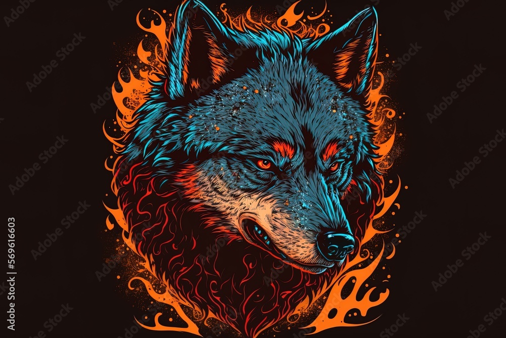 Design for a tattoo depicting a fearless wolf Generative AI Stock ...