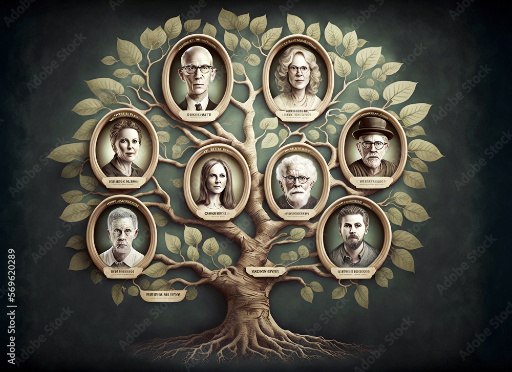 Photo & Art Print family tree, Generative AI, Photobank