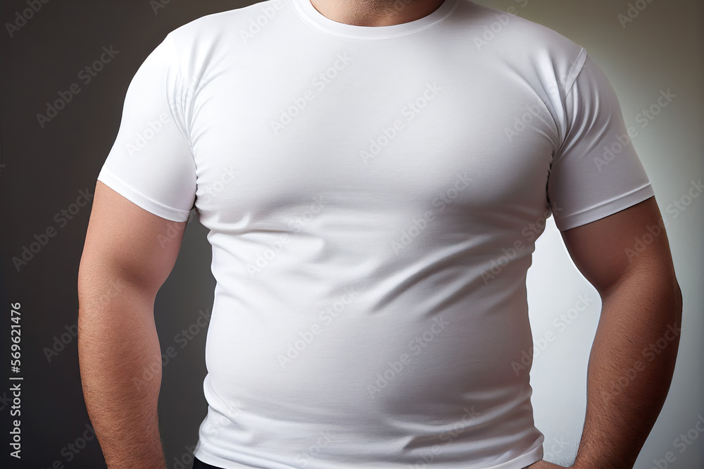 White t-shirt template mockup for fat or chubby people. White tshirt or ...