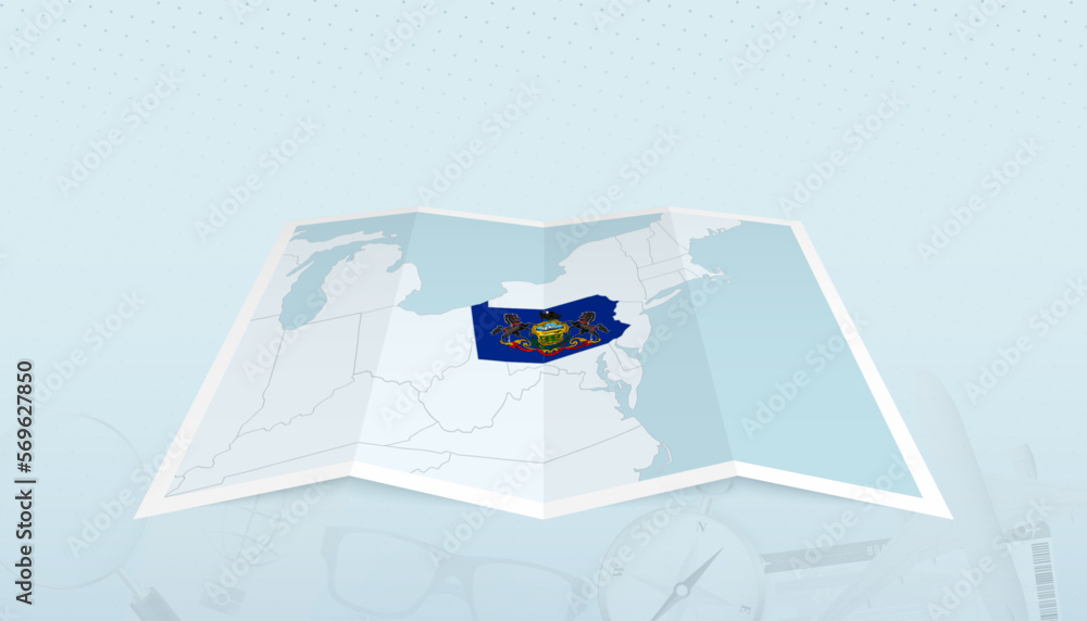 Map of Pennsylvania with the flag of Pennsylvania in the contour of the ...