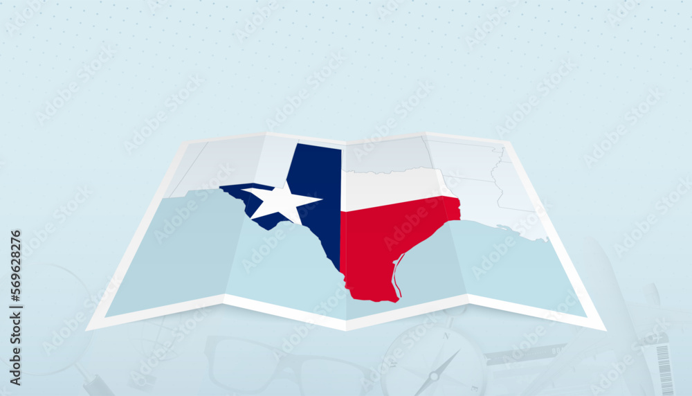 Map of Texas with the flag of Texas in the contour of the map on a trip ...