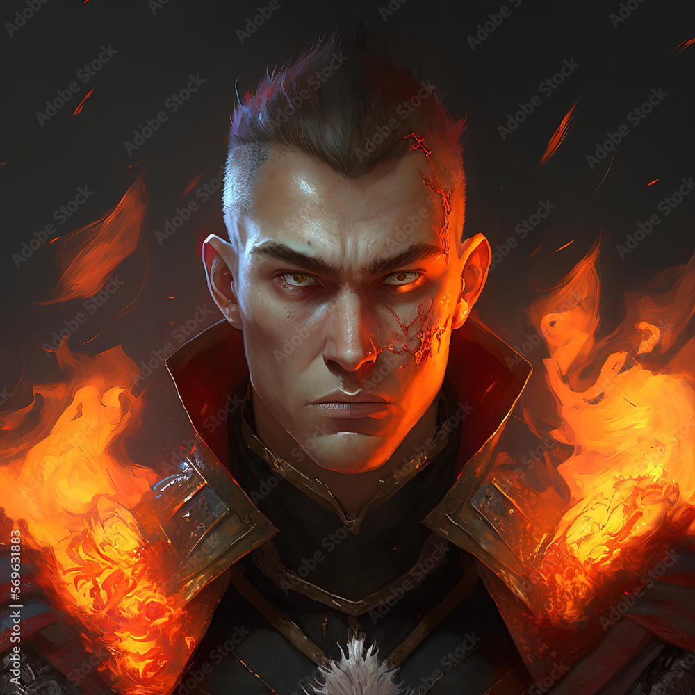 "A realistic depiction of a fire character in a gothcore style for a ...