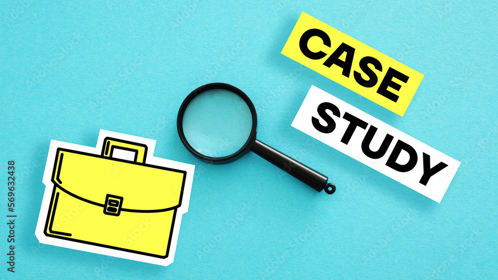 Case study is shown using the text and photo of magnifying glass Stock ...