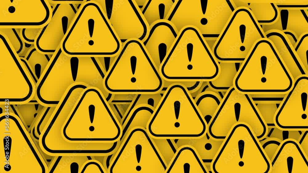 Hazard warning attention Many sign - 2D Transition animation background ...