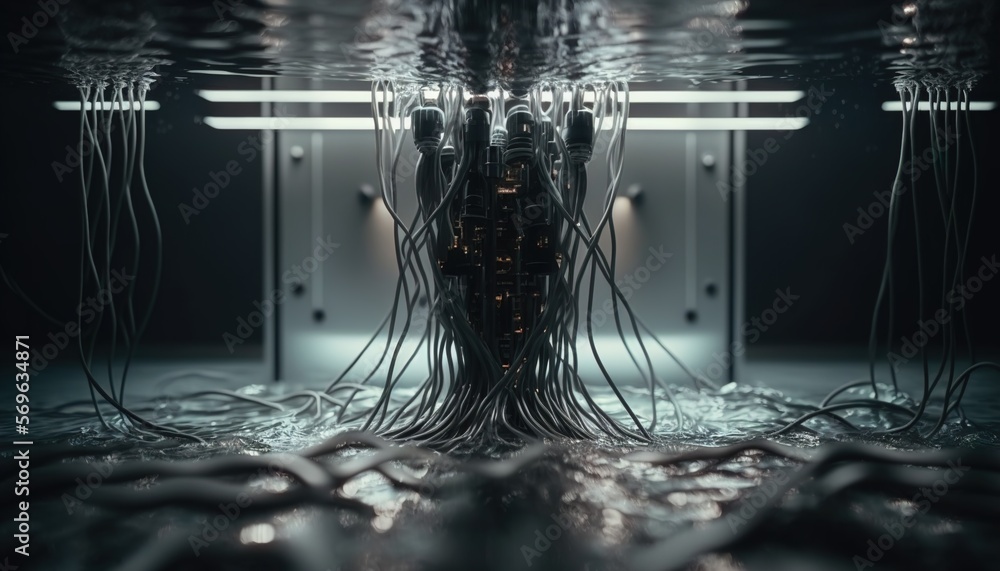 Wired body in data lake, futuristic, dystopian created with generative ...