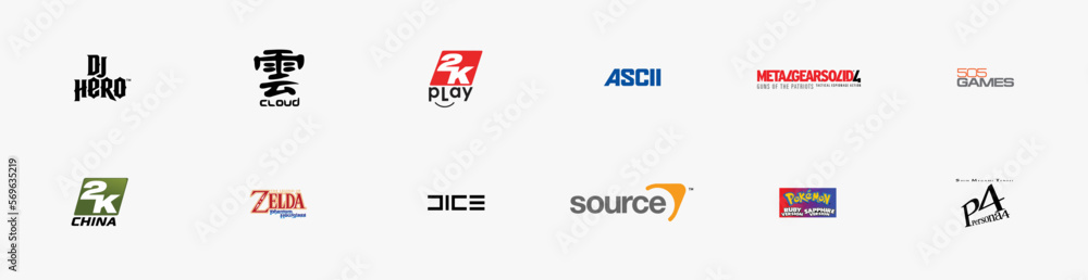 Most popular game logo. Top game logo collection. Stock Vector | Adobe ...